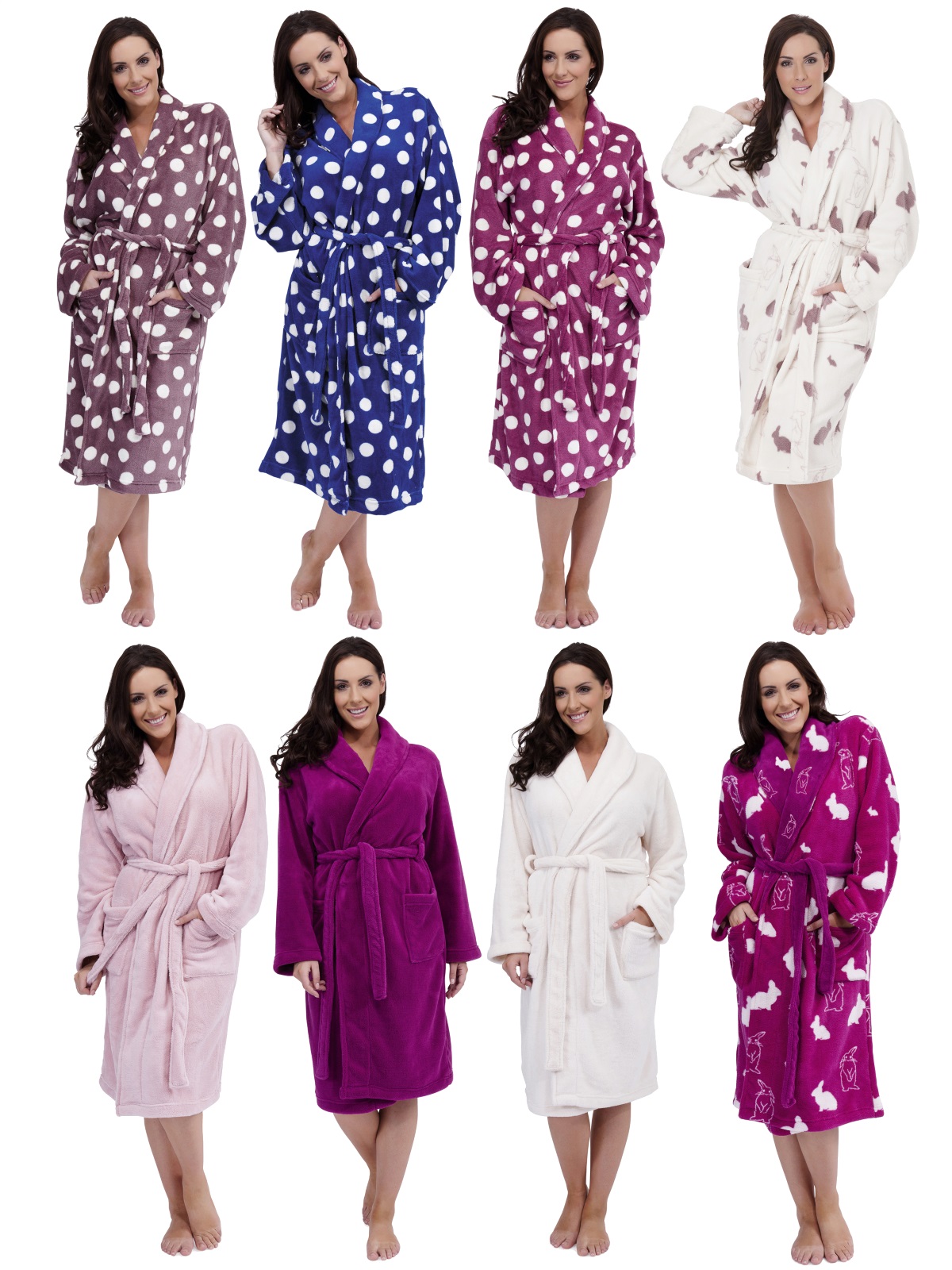 Ladies Long Luxury Coral Fleece Dressing Gowns Bath Robes Womens Size